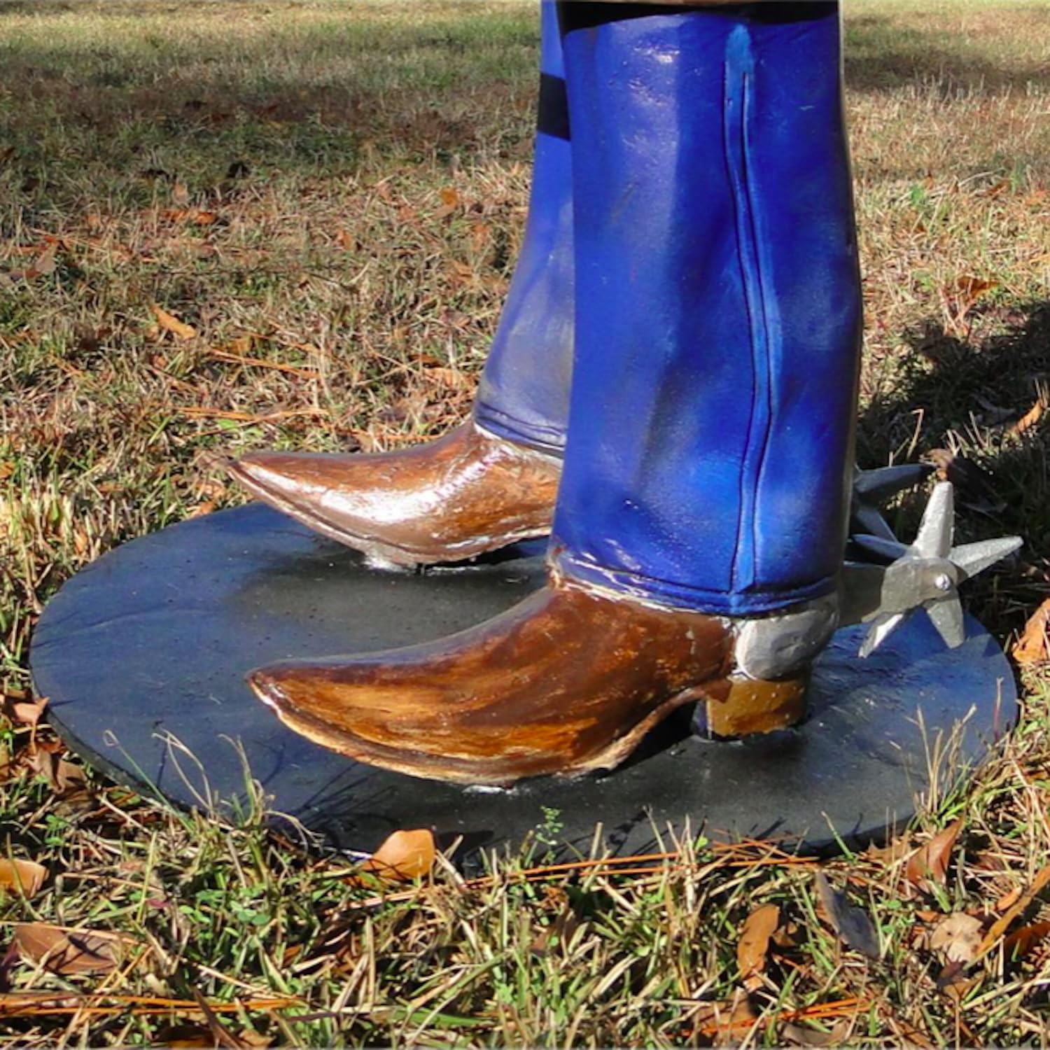 The King's Bay Pair of Cowboy Bar Stools with Jeans and Boots