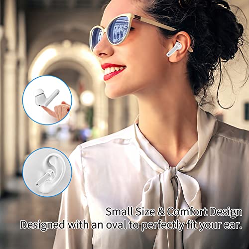 Wireless Bluetooth Earbuds Microphone Active Noise Cancellation Stereo Portable with Charging case Headset IPX7 Waterproof Earphones,Sport Music Game Call ,for iPhone Android (White)