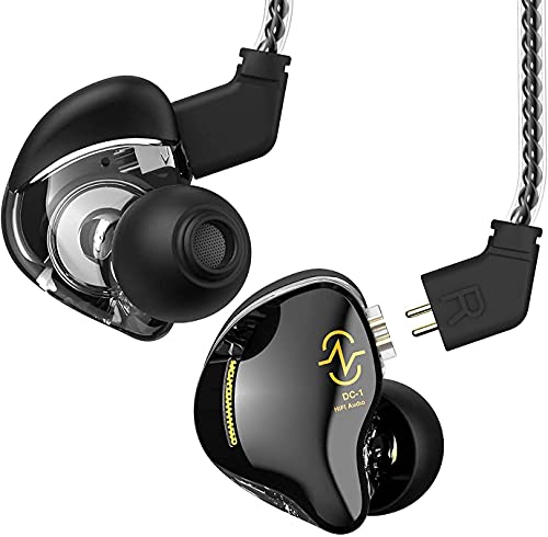 YINYOO in Ear Monitor Headphones CCZ Coffee-Bean IEM HiFi in-Ear Earbuds Earphone with 1DD, Immersive Bass Sound for Singers, Musicians, Stage, Drummers for Church Gym Running(Without mic, Black)