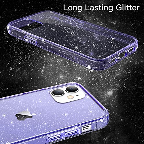 JETech Glitter Case for iPhone 12 Mini, 5.4-Inch, Bling Sparkle Shockproof Phone Bumper Cover, Cute Sparkly for Women and Girls (Light Purple)
