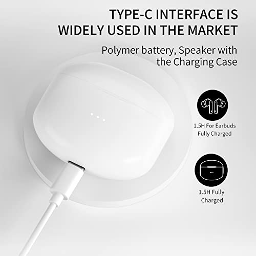 Wireless Bluetooth Earbuds Microphone Active Noise Cancellation Stereo Portable with Charging case Headset IPX7 Waterproof Earphones,Sport Music Game Call ,for iPhone Android (White)