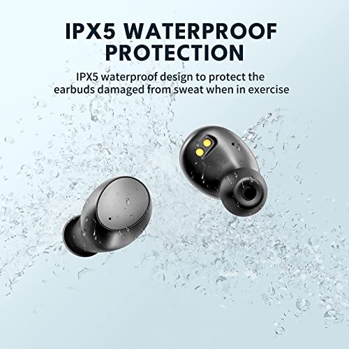 Wireless Earbuds,Lanteso S21 Waterproof Mini Bluetooth Earbuds with 4 Mics Clear Calling TWS Bluetooth Headphones with Bass Sound Earphones for Home,Work… (Black)