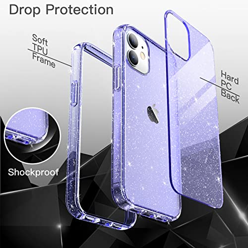JETech Glitter Case for iPhone 12 Mini, 5.4-Inch, Bling Sparkle Shockproof Phone Bumper Cover, Cute Sparkly for Women and Girls (Light Purple)