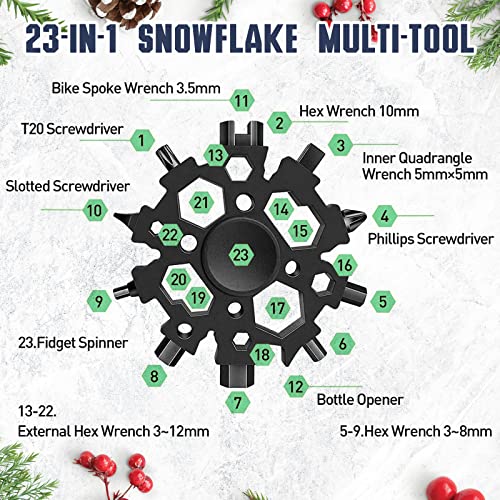 Stocking Stuffers Ideal Gifts for Christmas, Men, Dad, Husband, Boyfriend,46-in-1 Wallet Multitool Credit Card and Pocket Snowflake Multi Tools Cool Gadgets Tools Anniversary Birthday Gift