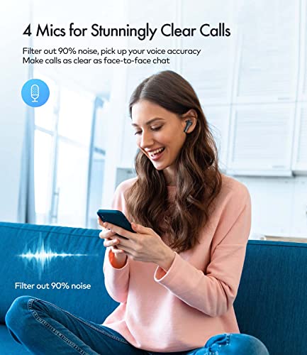 FUNSOUND Wireless Earbuds, Bluetooth Earbuds Noise Cancelling with 4 ENC Microphones, 38 Hours Playtime, IPX7 Waterproof Bluetooth 5.2 in-Ear Stereo Headphones for iPhone | Android, Black