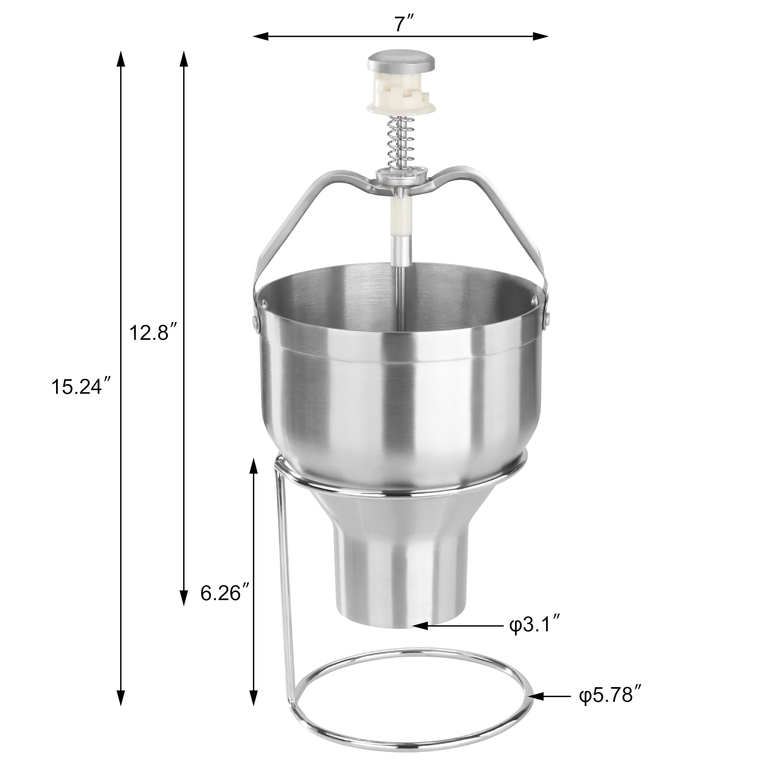 New Star Foodservice 37470 Commercial Grade Stainless Steel 18/8 Pancake Dispenser with Stand, Silver