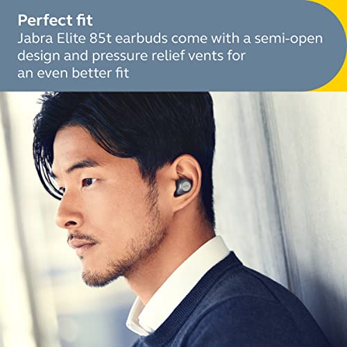 Jabra Elite 85t True Wireless Bluetooth Earbuds, Grey β Advanced Noise-Cancelling Earbuds for Calls & Music with Charging Case and 2 Wireless Charging Pads