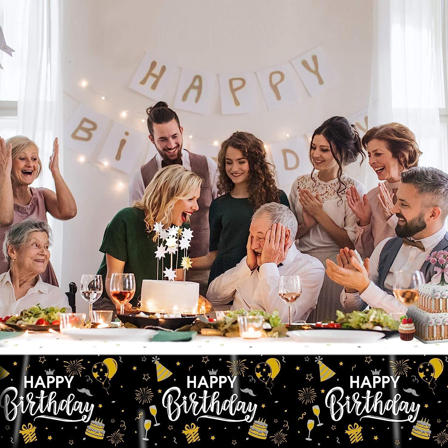 50th Birthday Theme Party Supplies,Disposable Party Tableware Sets - 50 Years Paper Plates,Napkins,Plastic Forks Knives,Tablecloths,50th Birthday Decorations for Men Women,24 Guests