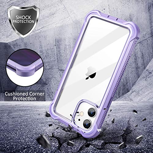 Dexnor Clear Case Compatible with iPhone 12 Mini Case with Screen Protector Rugged Full Body Protective Shockproof Hard Defender Heavy Duty Cover TPU Bumper Case for iPhone 12 Mini 5.4 inch, Purple