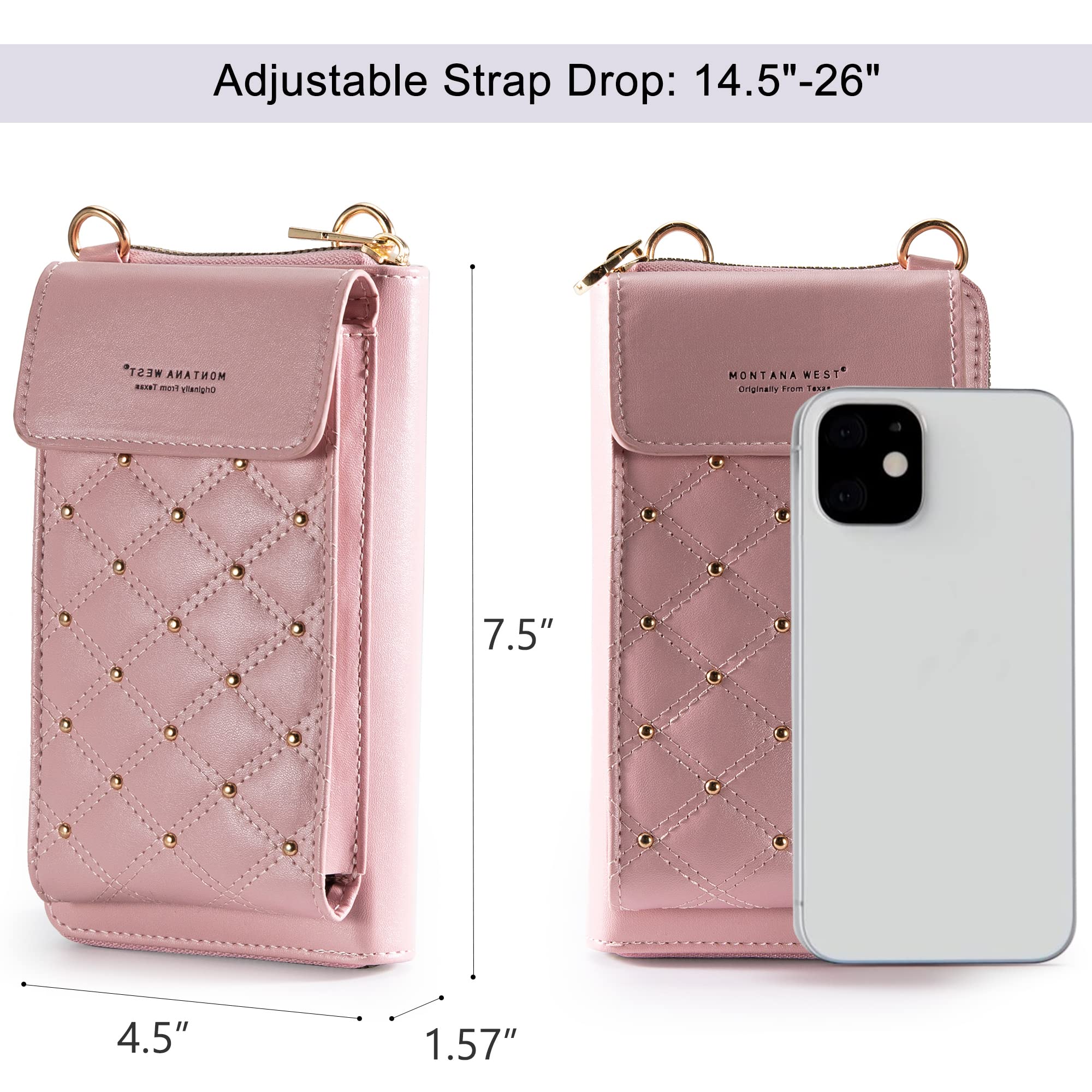 Montana West Small Crossbody Cell Phone Purse for Women RFID Blocking Cellphone Wallet Purses Travel Size MWC-110PK