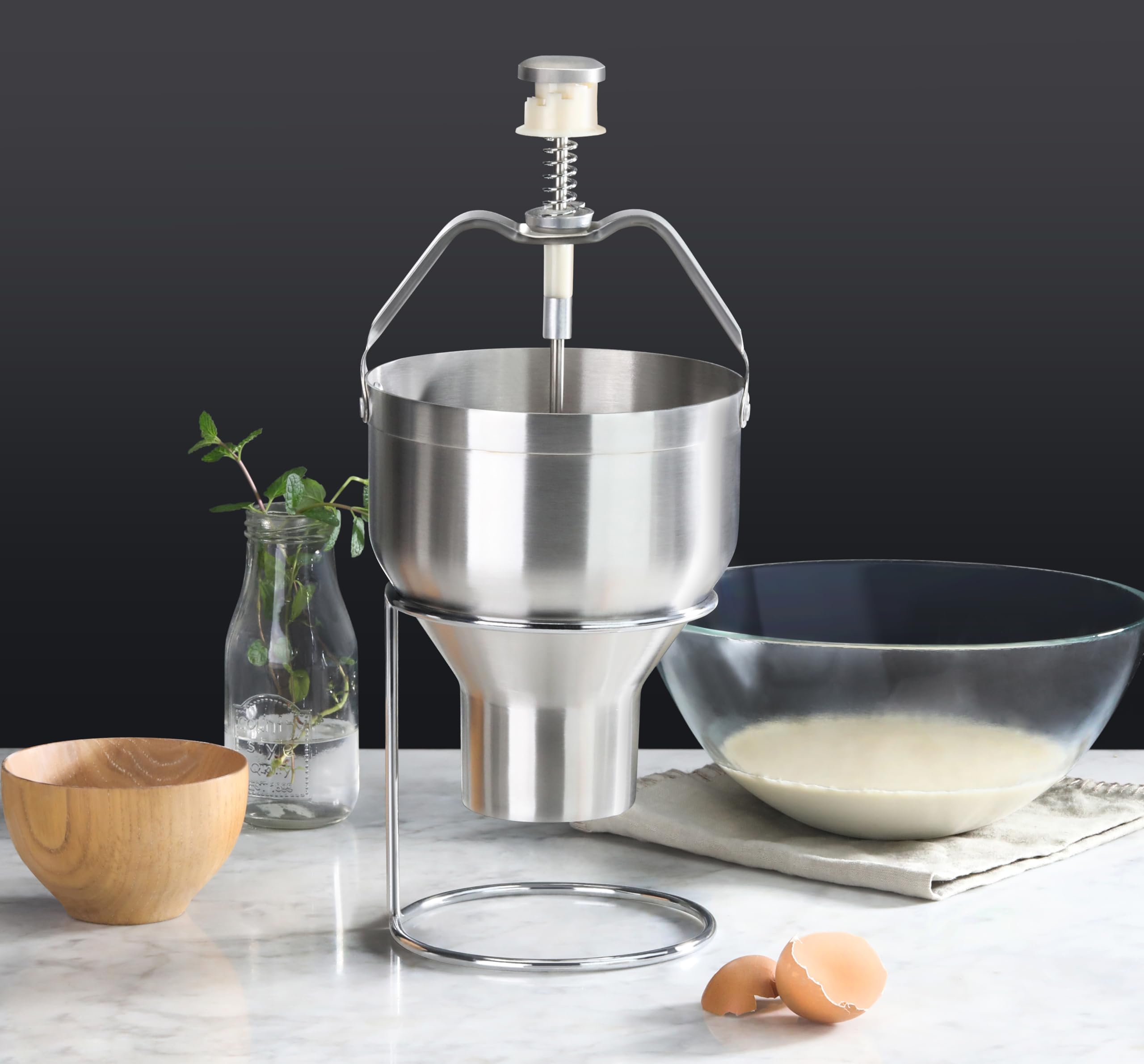New Star Foodservice 37470 Commercial Grade Stainless Steel 18/8 Pancake Dispenser with Stand, Silver