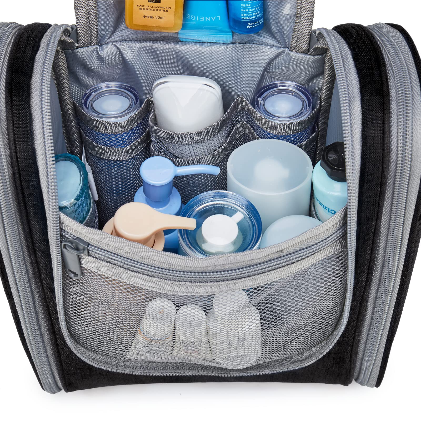 Narwey Small Hanging Travel Toiletry Bag Cosmetic Make up Organizer for Women and Men (Medium, Black)