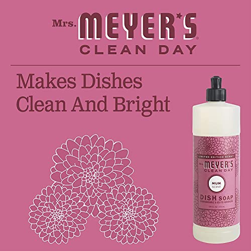MRS. MEYER'S CLEAN DAY Liquid Dish Soap, Biodegradable Formula, Mum, 16 Fl Oz. (Pack of 3)