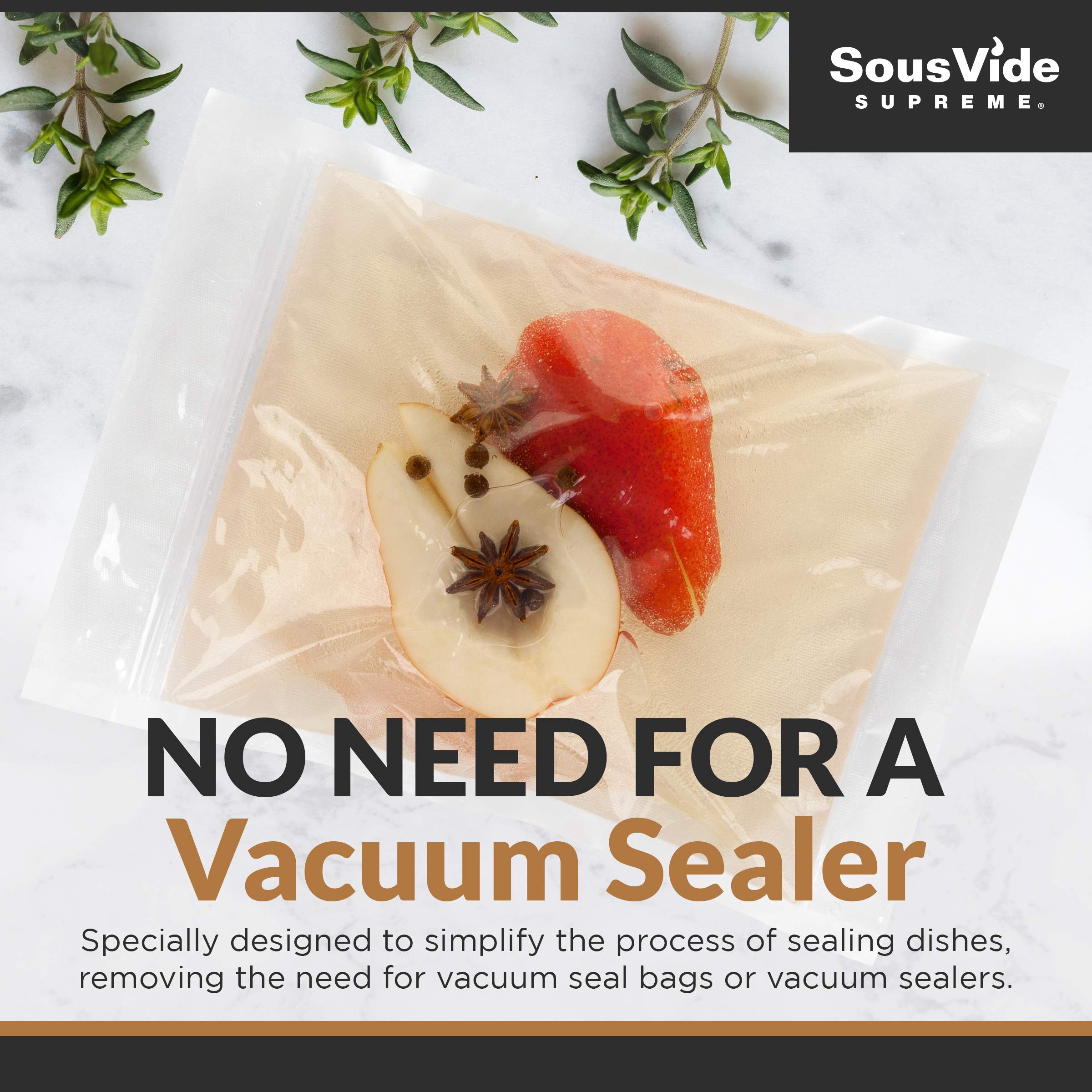 SousVide Supreme Zip Cooking Pouches, 8 x 12 inches, 1 Quart, 25 Pouches per Box