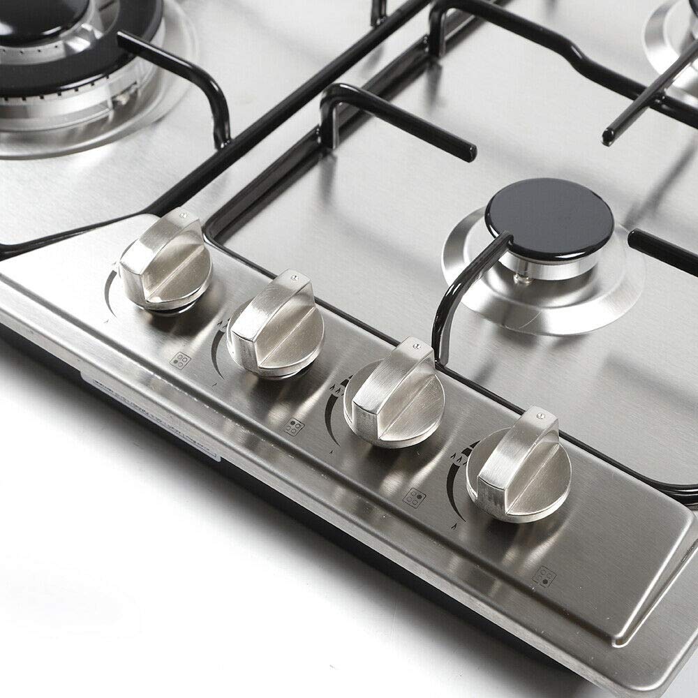 Gas Cooktop NG/LPG Gas Stove Cooktop Stove Burner Tempered Glass Cook Top Built in 4 Burners Gas Hob Grate Stovetop Cooker (4 Burners, 23'' x 20.5'')