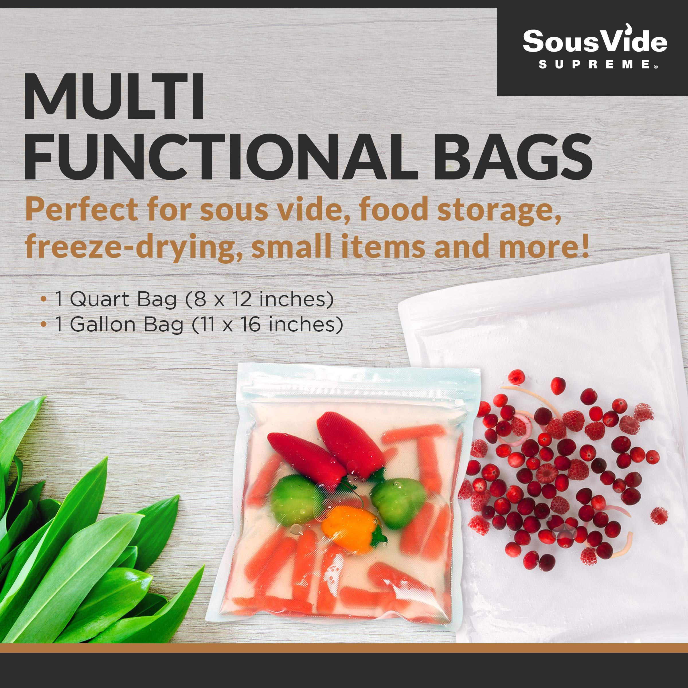 SousVide Supreme Zip Cooking Pouches, 8 x 12 inches, 1 Quart, 25 Pouches per Box
