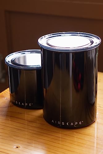 Planetary Design Airscape Stainless Steel Coffee Canister | Food Storage Container | Patented Airtight Lid | Push Out Excess Air Preserve Food Freshness (Small, Obsidian)