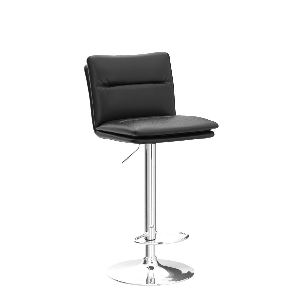 Luonavei Modern Bar Stools Set of 2 Counter Height Bar Stool with Back, Faux Leather Upholstered Barstools Modern Adjustable Swivel Bar Chairs for Home Kitchen Island (Black- S1, Set of 2)