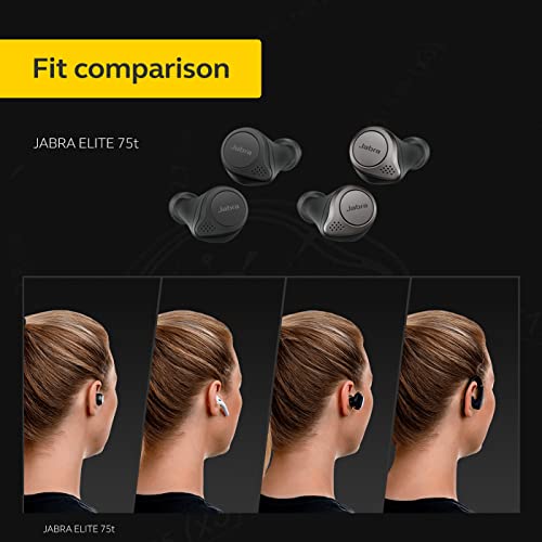 Jabra Elite 75tβ True Wireless Earbuds with Charging Case, Titanium Black β Active Noise Cancelling Bluetooth Earbuds with a Comfortable, Secure Fit, Long Battery Life, Great Sound