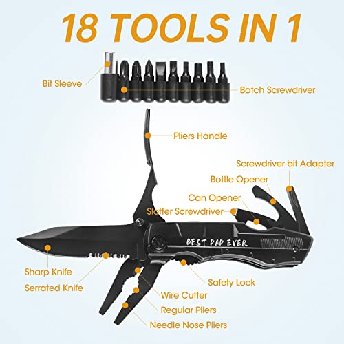 Gift For Dad, Multitool Pocket Knife, Cool Gadgets For Men, Christmas Birthday Gifts For Men Him Dad, Grandpa Fathers Gift Day From Wife Son Daughter.