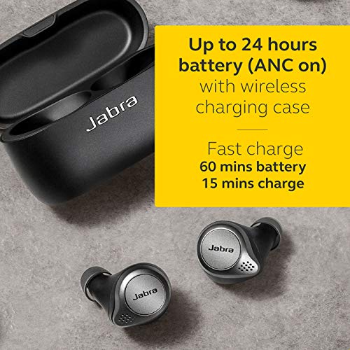 Jabra Elite 75tβ True Wireless Earbuds with Charging Case, Titanium Black β Active Noise Cancelling Bluetooth Earbuds with a Comfortable, Secure Fit, Long Battery Life, Great Sound
