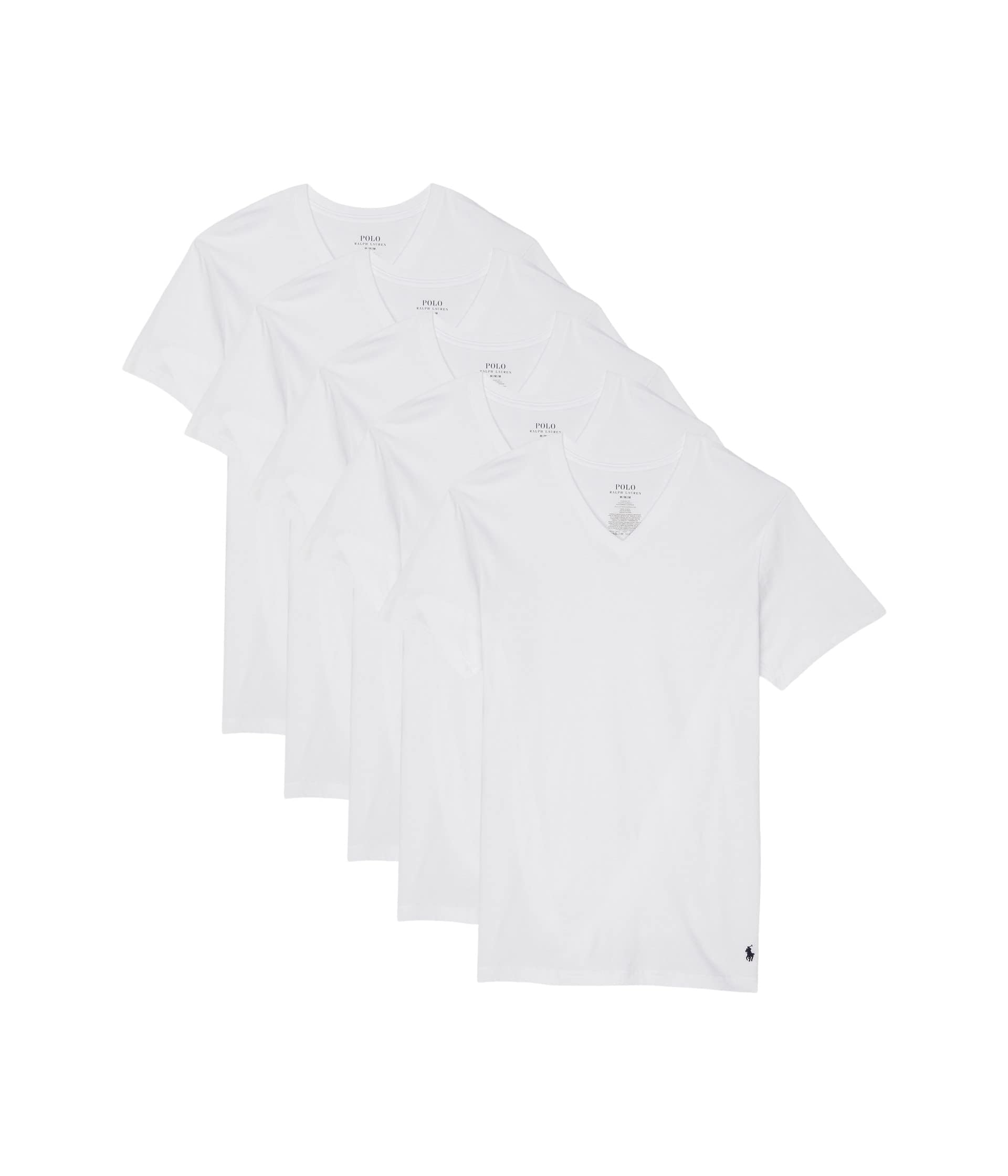 POLO RALPH LAUREN P5 Cotton Classic V-Necks 5 White/Cruise Navy LG