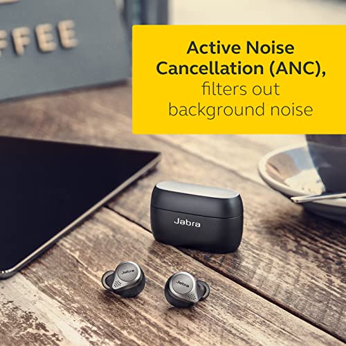 Jabra Elite 75tβ True Wireless Earbuds with Charging Case, Titanium Black β Active Noise Cancelling Bluetooth Earbuds with a Comfortable, Secure Fit, Long Battery Life, Great Sound