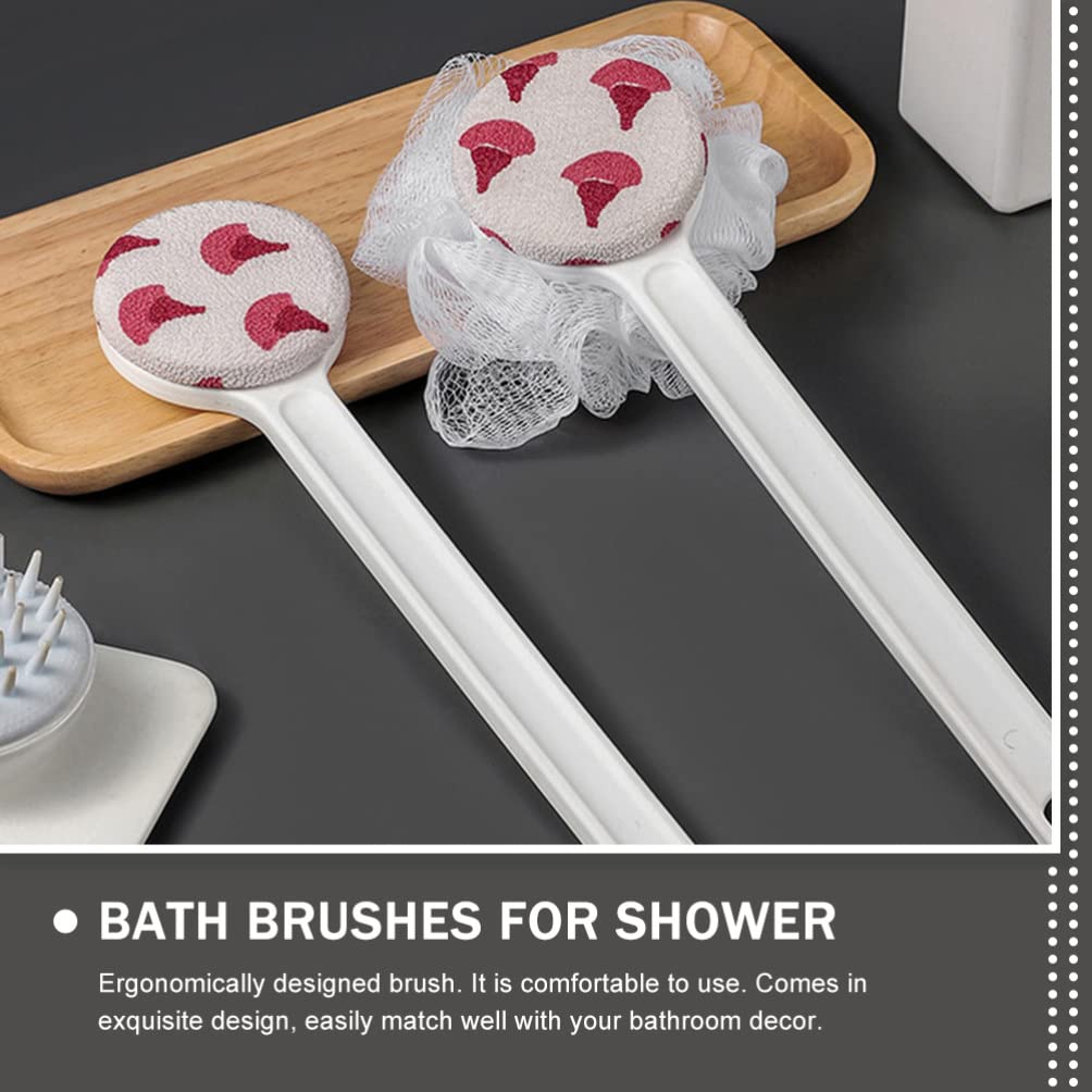 Cabilock Bath Back Brush Bath Body Brush Shower Foot Scrubber Shower Brush with Bristles Loufa Puff Scrubber Back Brush Handle Dual-Sided Back Brush Body Scrub Man Ice Cream Loofah Pp