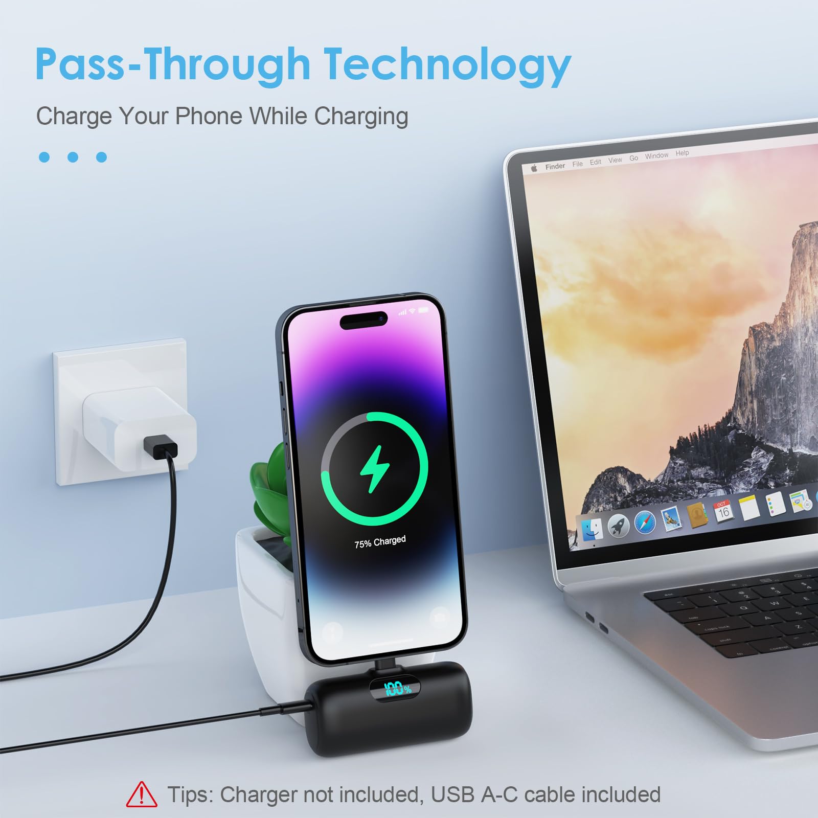 Feob [2 Pack]Small Portable Charger for iPhone,Upgraded 5000mAh PD Fast Charging Power Bank,Mini Phone Battery Pack Compatible with iPhone 14/14 Pro Max/13/13 Pro/12 Pro/11/XR- Black+Black (‎‎HX45X2)