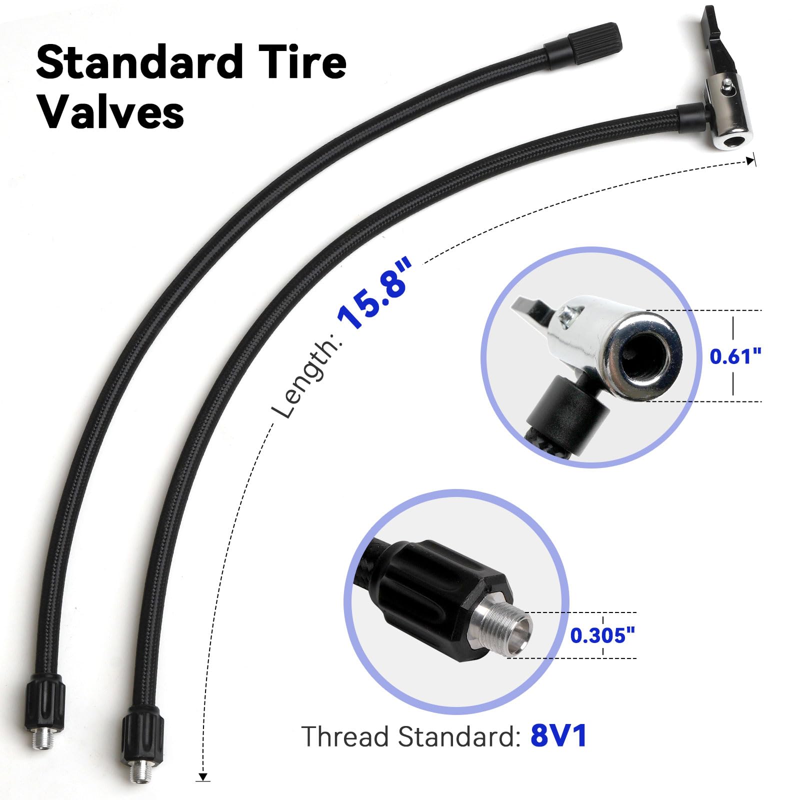 LEXIN Tire Inflator Hose Extension, Lock-On Air Chuck with Hose and Presta Valve Adapter Ball Needle, Air Compressor Twist On Convert to Lock On Connection, Compatible with LEXIN P5/P4