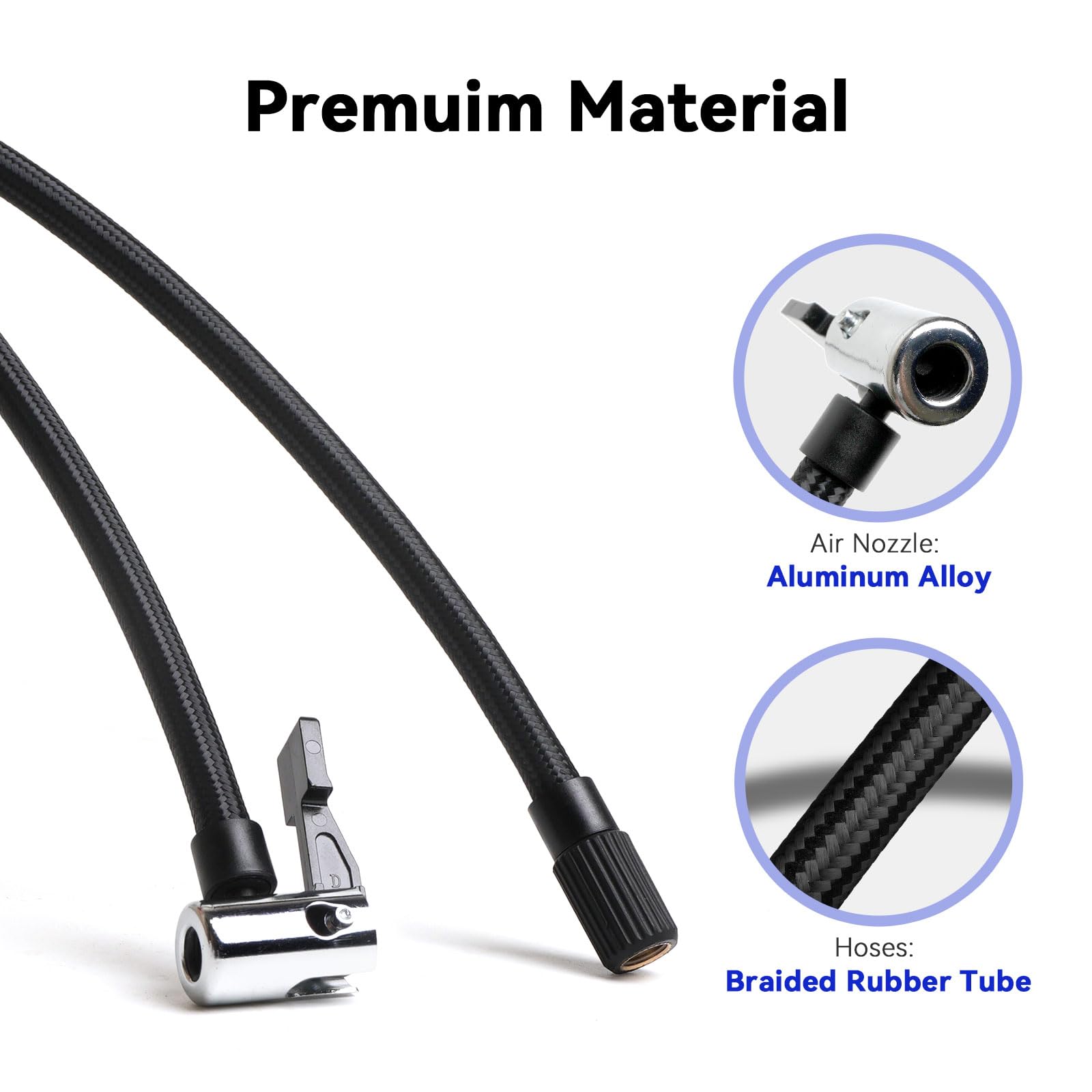 LEXIN Tire Inflator Hose Extension, Lock-On Air Chuck with Hose and Presta Valve Adapter Ball Needle, Air Compressor Twist On Convert to Lock On Connection, Compatible with LEXIN P5/P4