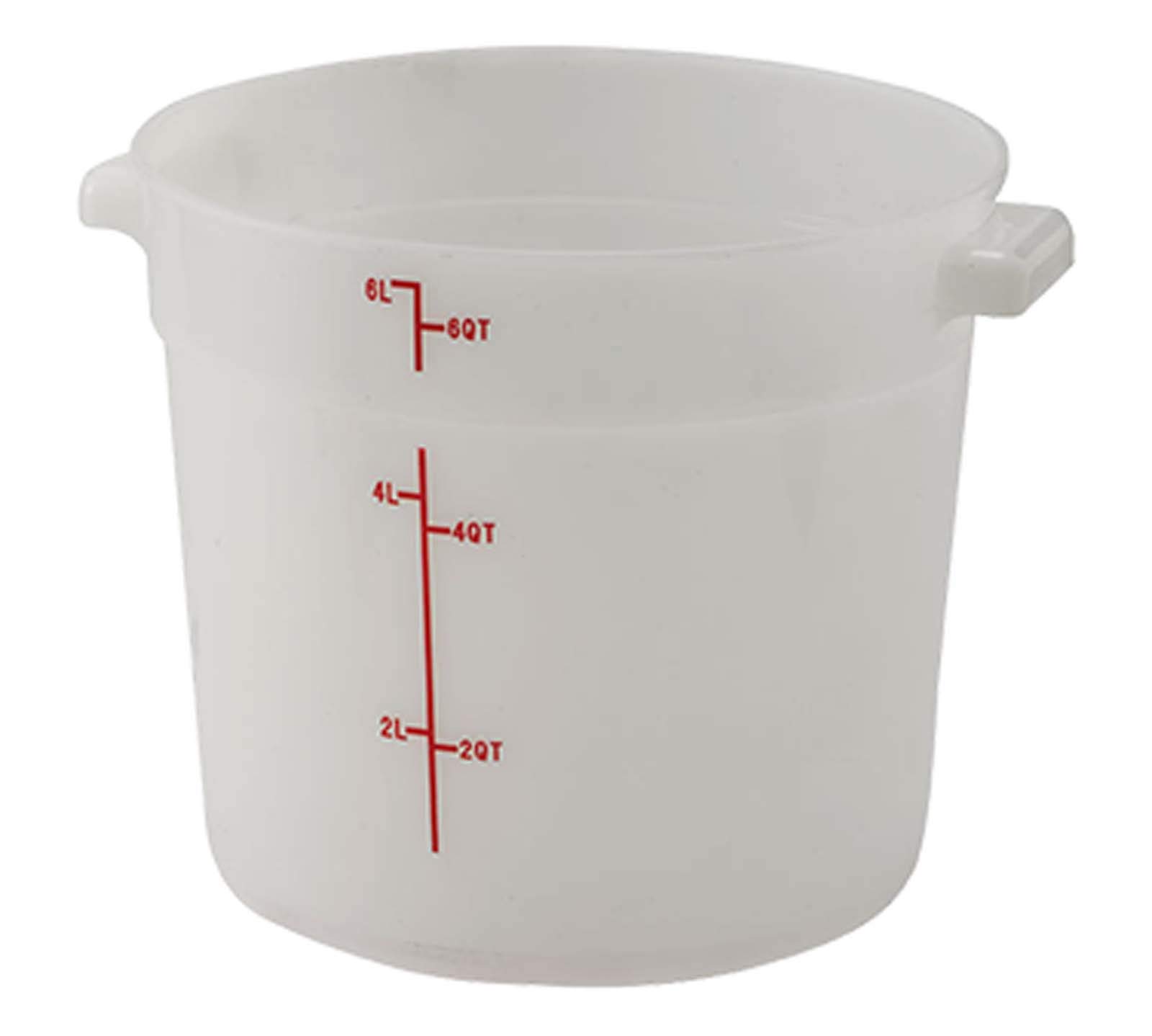 Winco Heavy-Duty Round Food Storage Container, 6 Quart, White