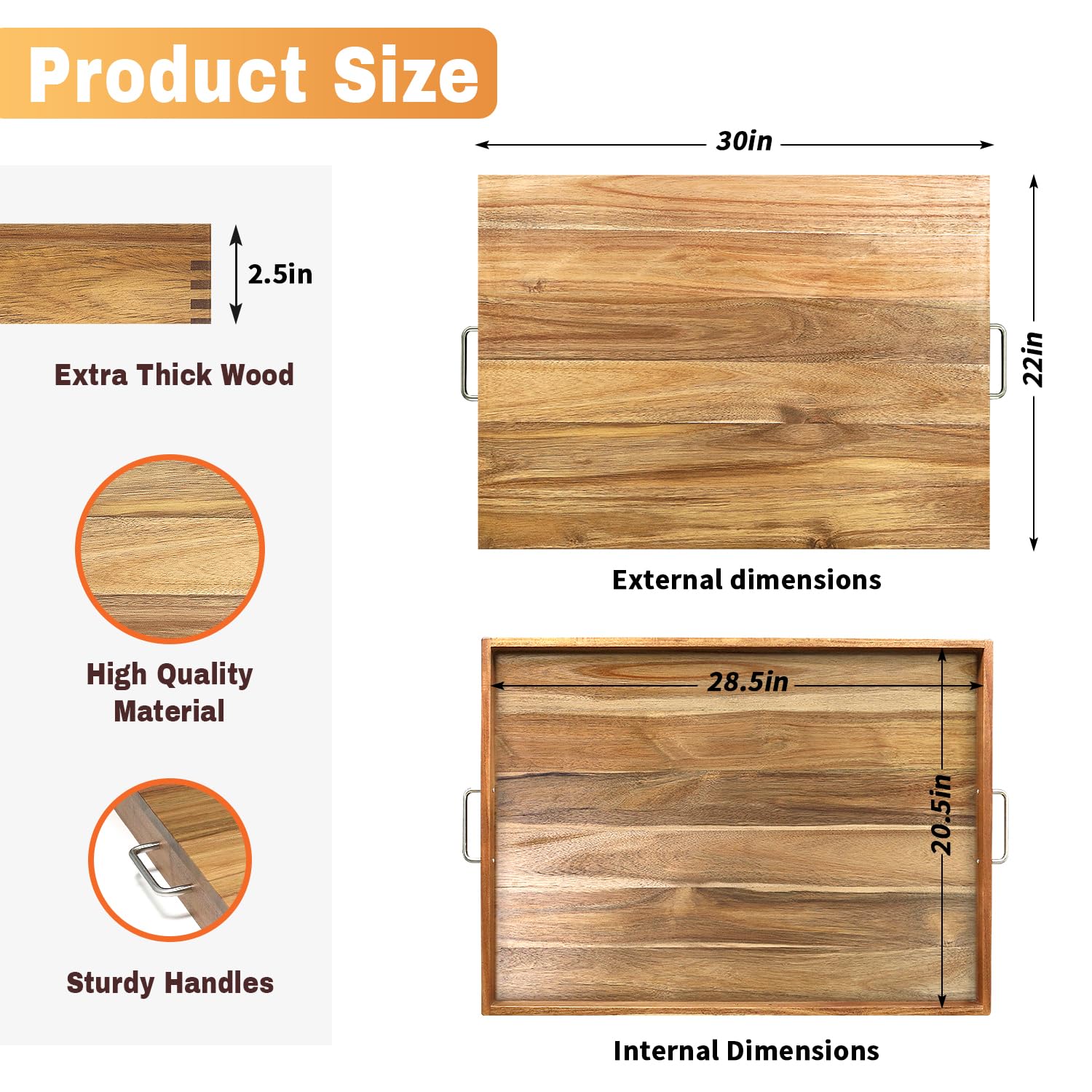 GASHELL Gas Stove Cover with Handles, Multiple Wood Stove Top Cover Board for Gas Stove(Acacia)