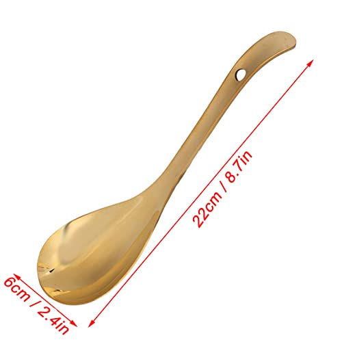 Serving Spoon, Brass Material Glossy Comfortable Grip Thickened Mirror Polished Finish Soup Ladle for Restaurant(Small)