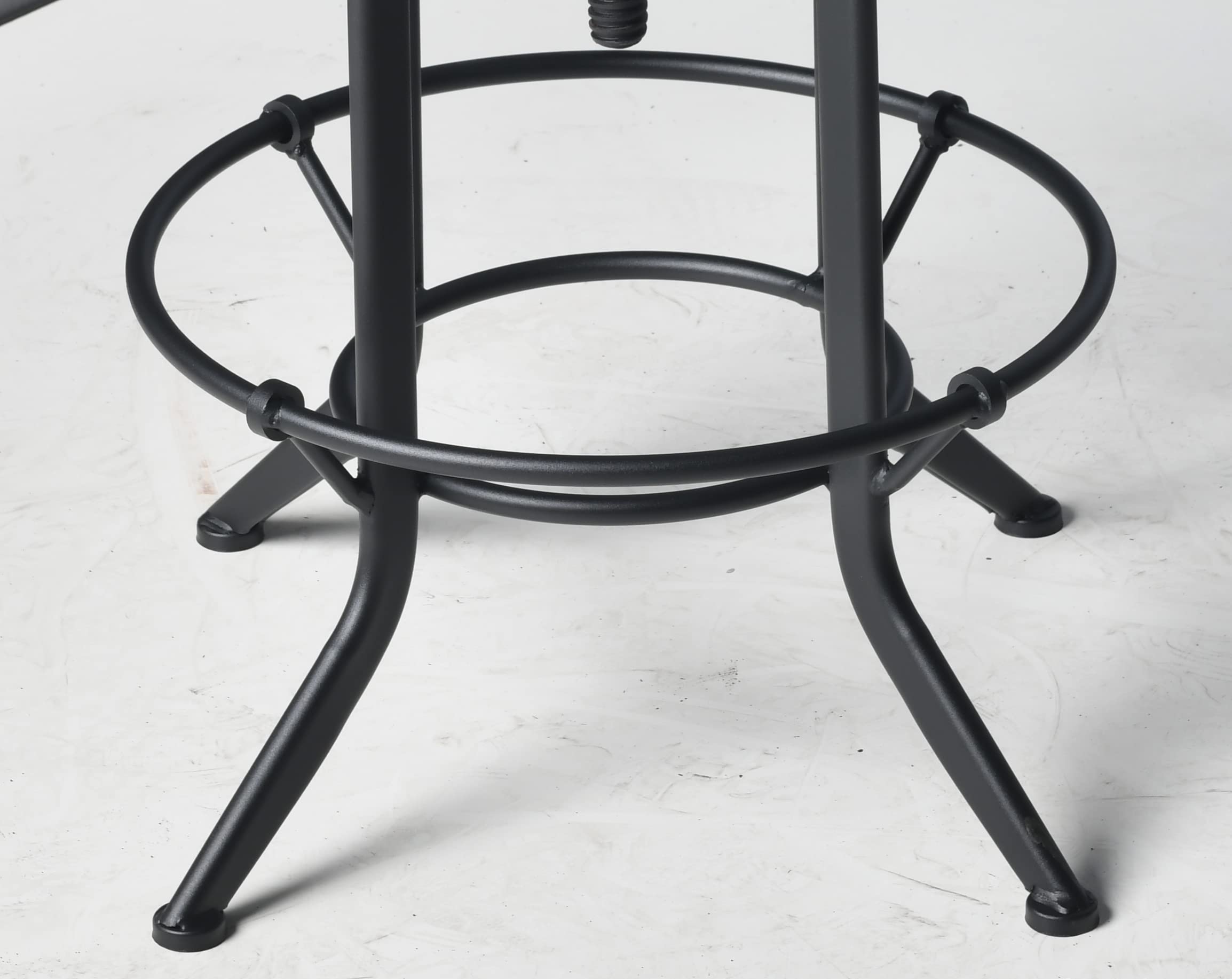 Set of 2 Industrial Bar Stool,Kitchen Stool-Adjustable Swivel Vintage Pu Leather Bar Stool-Rustic Bar Stool with Cushion Seat-Metal Iron Pipe Stool-Extra Tall Pub Height 25.39-31.29 Inch,Fully Welded