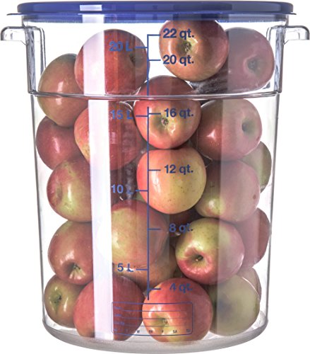 Carlisle FoodService Products Storplus Round Food Storage Container with Stackable Design for Catering, Buffests, Restaurants, Polycarbonate, 22 Quarts, Clear, (Pack of 6)