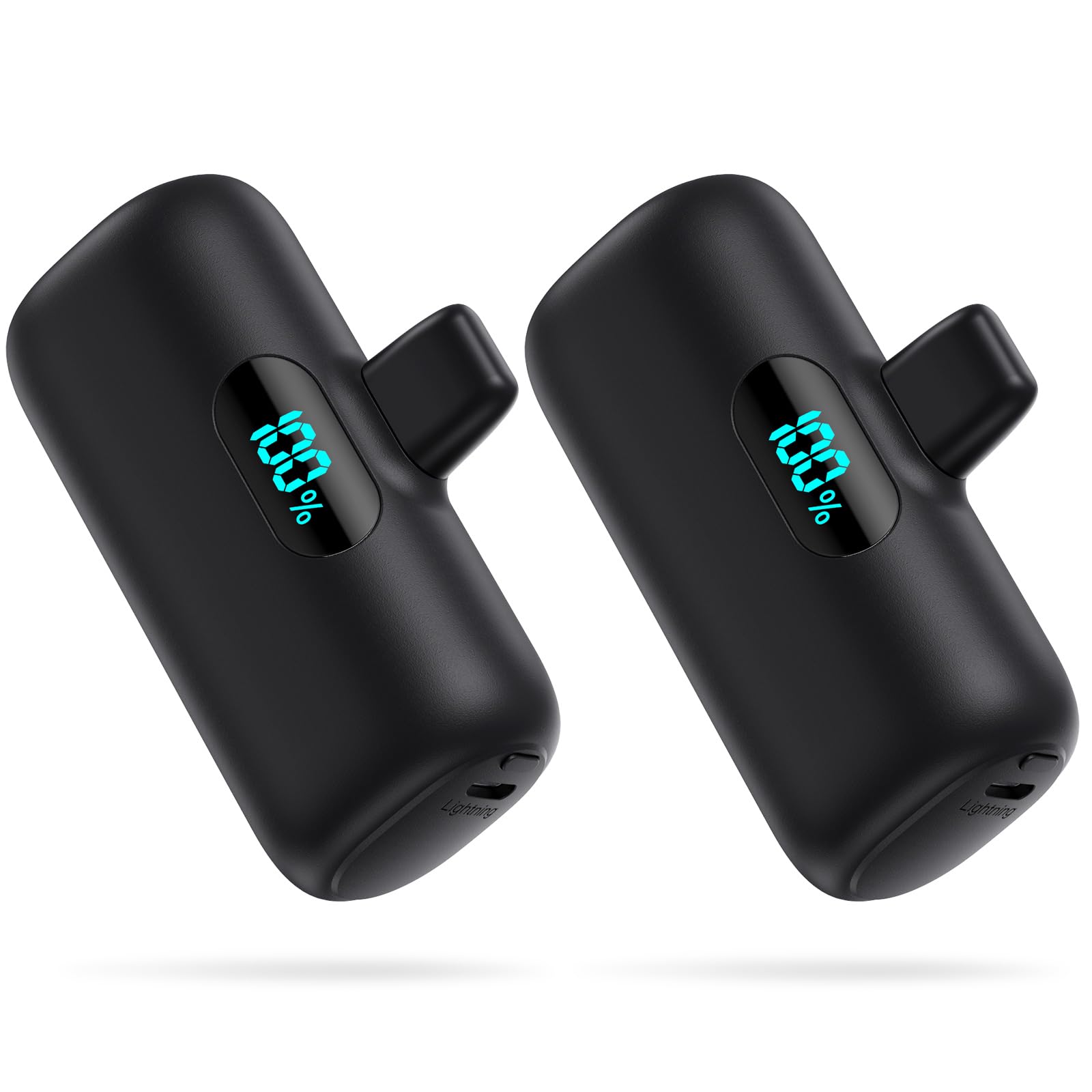 Feob [2 Pack]Small Portable Charger for iPhone,Upgraded 5000mAh PD Fast Charging Power Bank,Mini Phone Battery Pack Compatible with iPhone 14/14 Pro Max/13/13 Pro/12 Pro/11/XR- Black+Black (‎‎HX45X2)