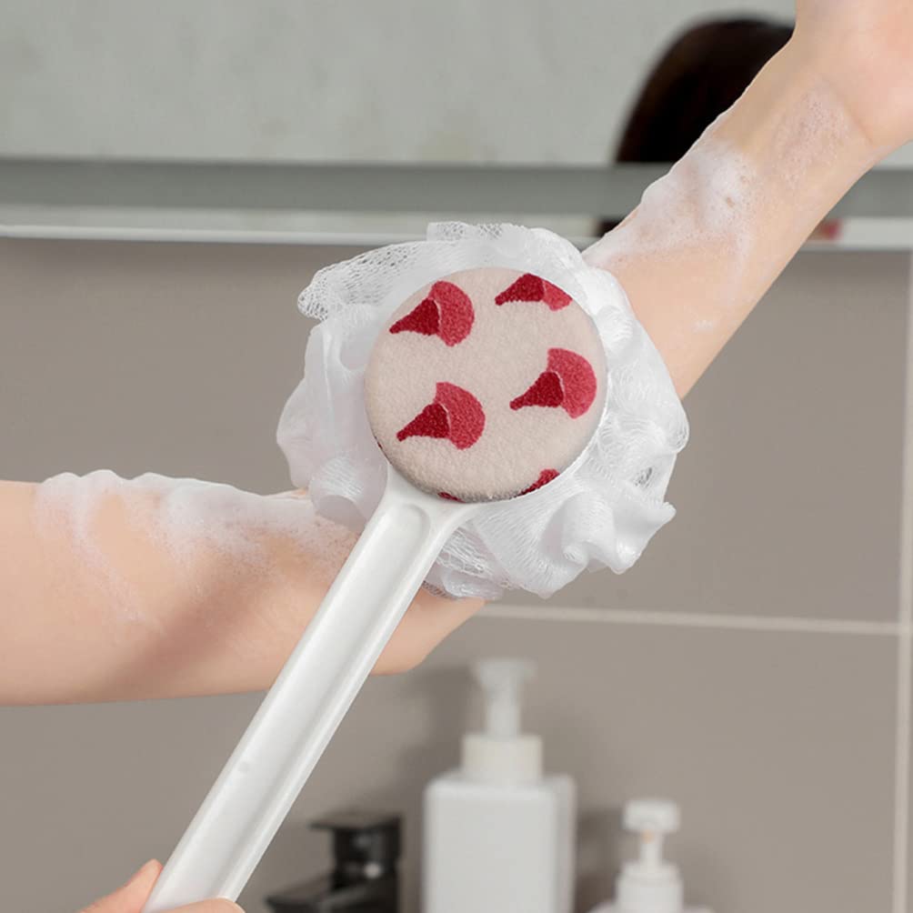 Cabilock Bath Back Brush Bath Body Brush Shower Foot Scrubber Shower Brush with Bristles Loufa Puff Scrubber Back Brush Handle Dual-Sided Back Brush Body Scrub Man Ice Cream Loofah Pp