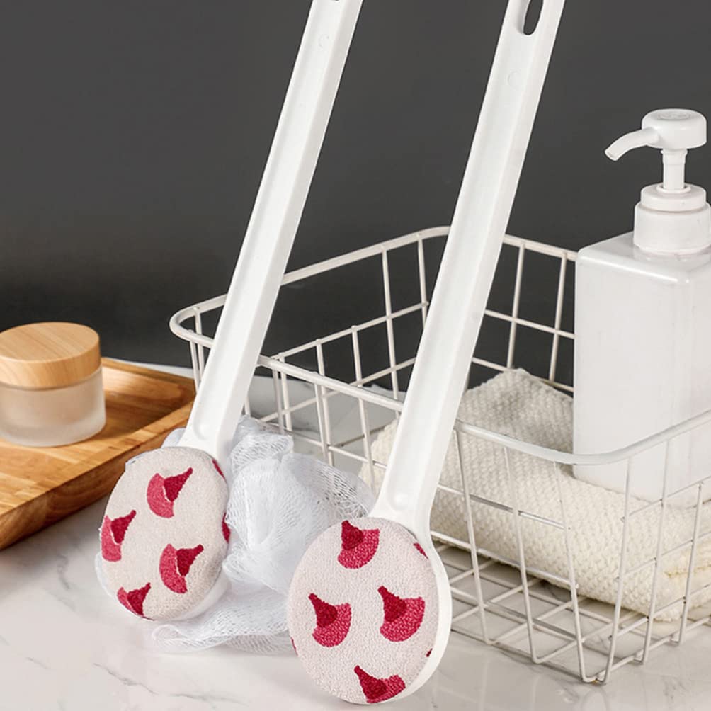 Cabilock Bath Back Brush Bath Body Brush Shower Foot Scrubber Shower Brush with Bristles Loufa Puff Scrubber Back Brush Handle Dual-Sided Back Brush Body Scrub Man Ice Cream Loofah Pp