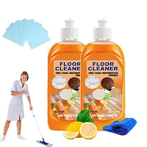 DIZHIGE Momeng Floor Cleaner, Momeng Floor Cleaner Orange, Floor Cleaner Solution, Nml Floor Cleaner, Vml Floor Cleaner, Powerful Decontamination Floor Cleaner for Wood, Tile Floors, 100ml (2)