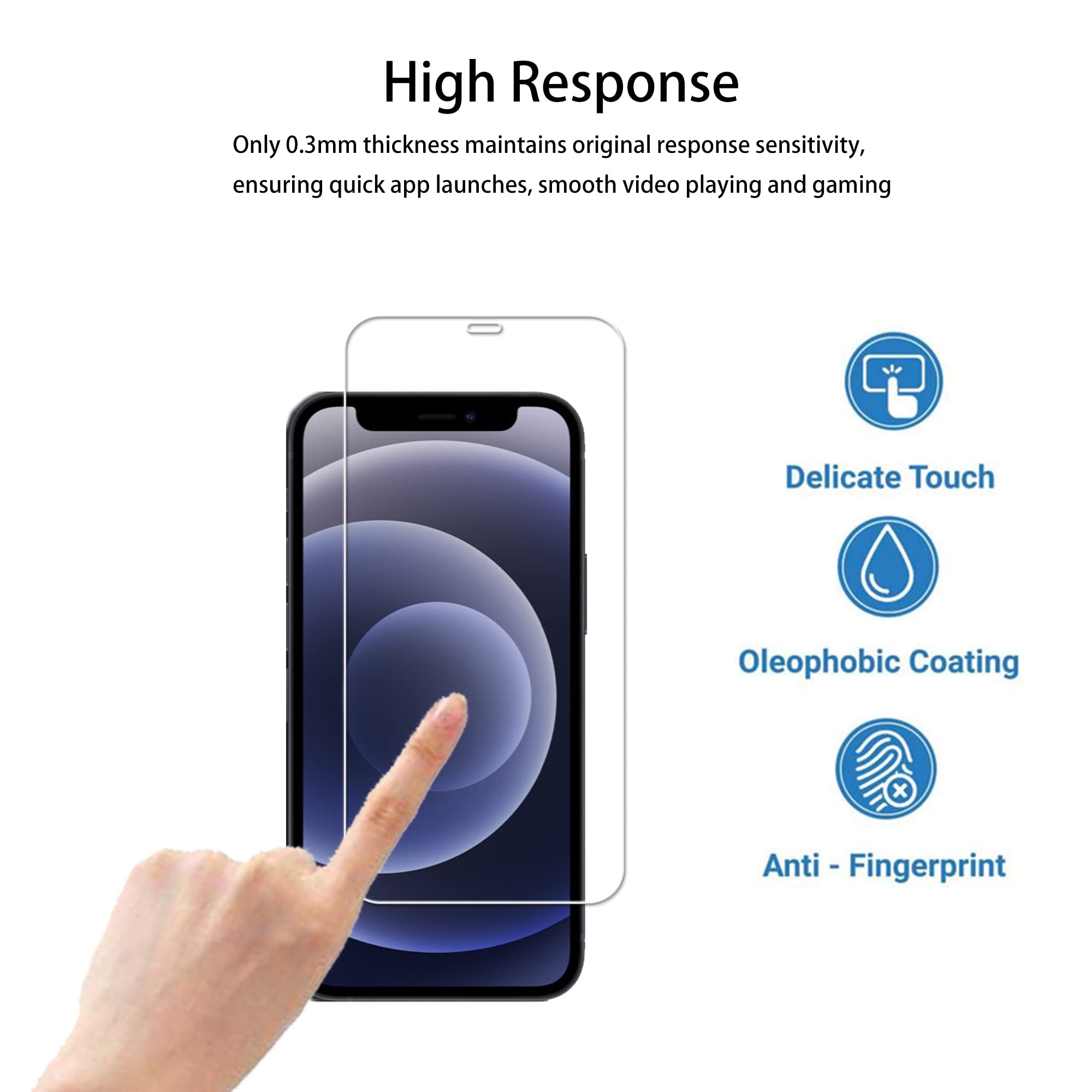 HKKAIS Screen Protector For iPhone 12 mini Tempered Glass 2-Pack Camera Lens Protector Film 2-Pack with Easy Alignment Tool