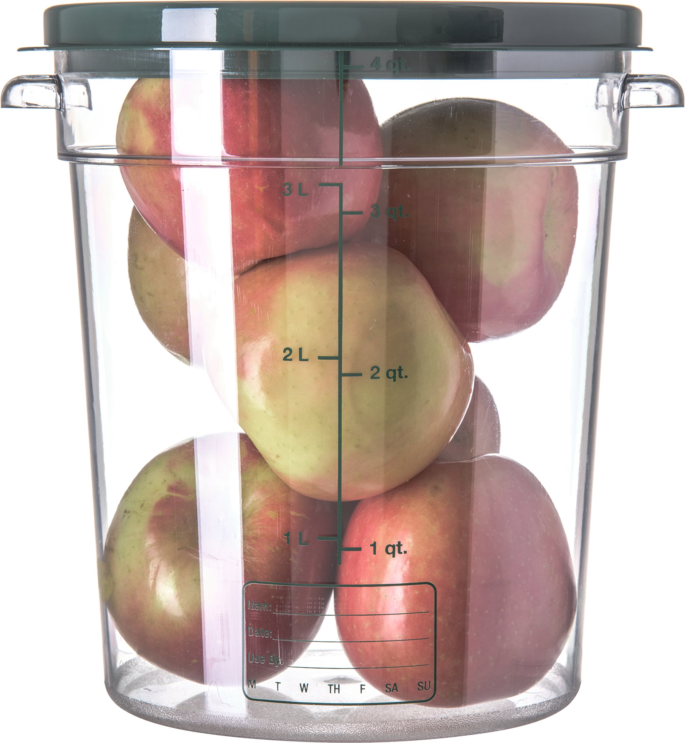 Carlisle FoodService Products Storplus Round Food Storage Container with Stackable Design for Catering, Buffets, Restaurants, Polycarbonate (Pc), 4 Quart, Clear, (Pack of 12)