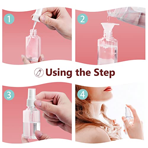 HULISEN 24 Pcs Spray Bottles 2oz / 60ml Small Empty Plastic Travel Bottle Set, Fine Mist Spray Bottle for Baby Shower, Refillable Liquid Containers with 1 funnel, Leak-proof Cap Lid