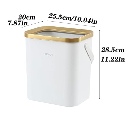 CANMNT Trash Can Light Luxury Trash Can with Handle Simple Square Without Cover Trash Can Study Office Paper Basket Waste Bin Trash Can Wastebasket