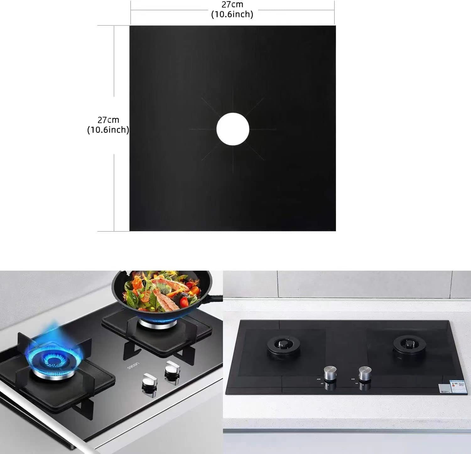 liboyixi Stove Burner Covers 8 Pack Reusable Gas Range Cuttable,Easy to CleanProtectors,Non-stick Stovetop Burner Liner Cover-Size 10.6"x 10.6"-Double Thickness 0.2mm,BPA Free, Heat-resistant。