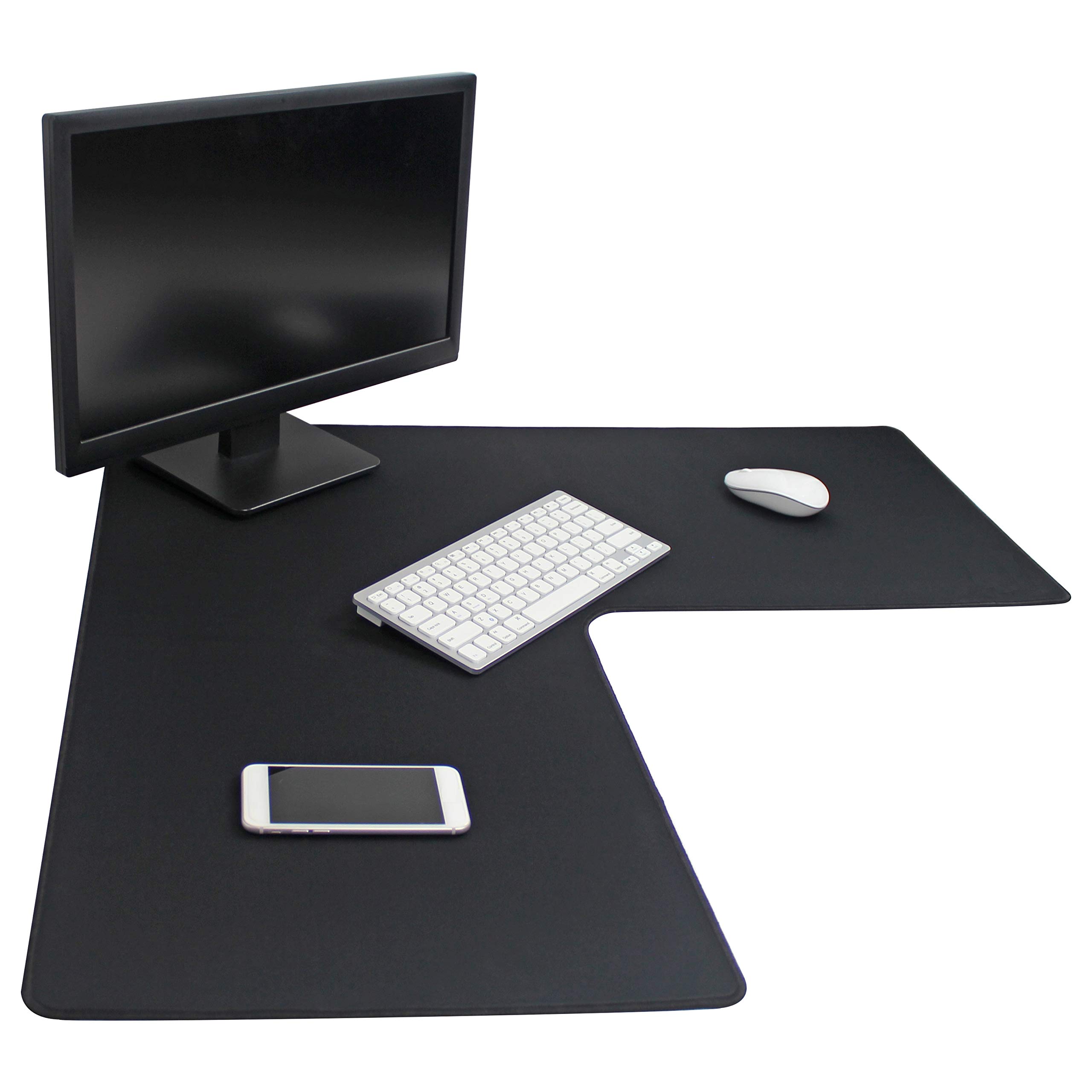 LPadds L Shaped Mouse Pad - Large, 3mm thickness, Stitched Edges, Water Resistant - Corner Mouse Mat for L Shaped Desk, Corner Desk and Gaming Setup