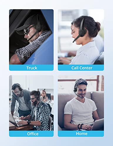 Bluetooth Headset with Microphone, Mute Button, Noise Cancelling Mic, On Ear Headphone Bluetooth 5.0 34H with USB Adapter for PC, Trucker, Home, Office, Online Class, Call Center, Skype Zoom