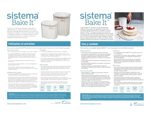 Sistema Flour and Sugar Storage Containers for Pantry with Lids and Measuring Cup, Dishwasher Safe, 10.2-Cup, White