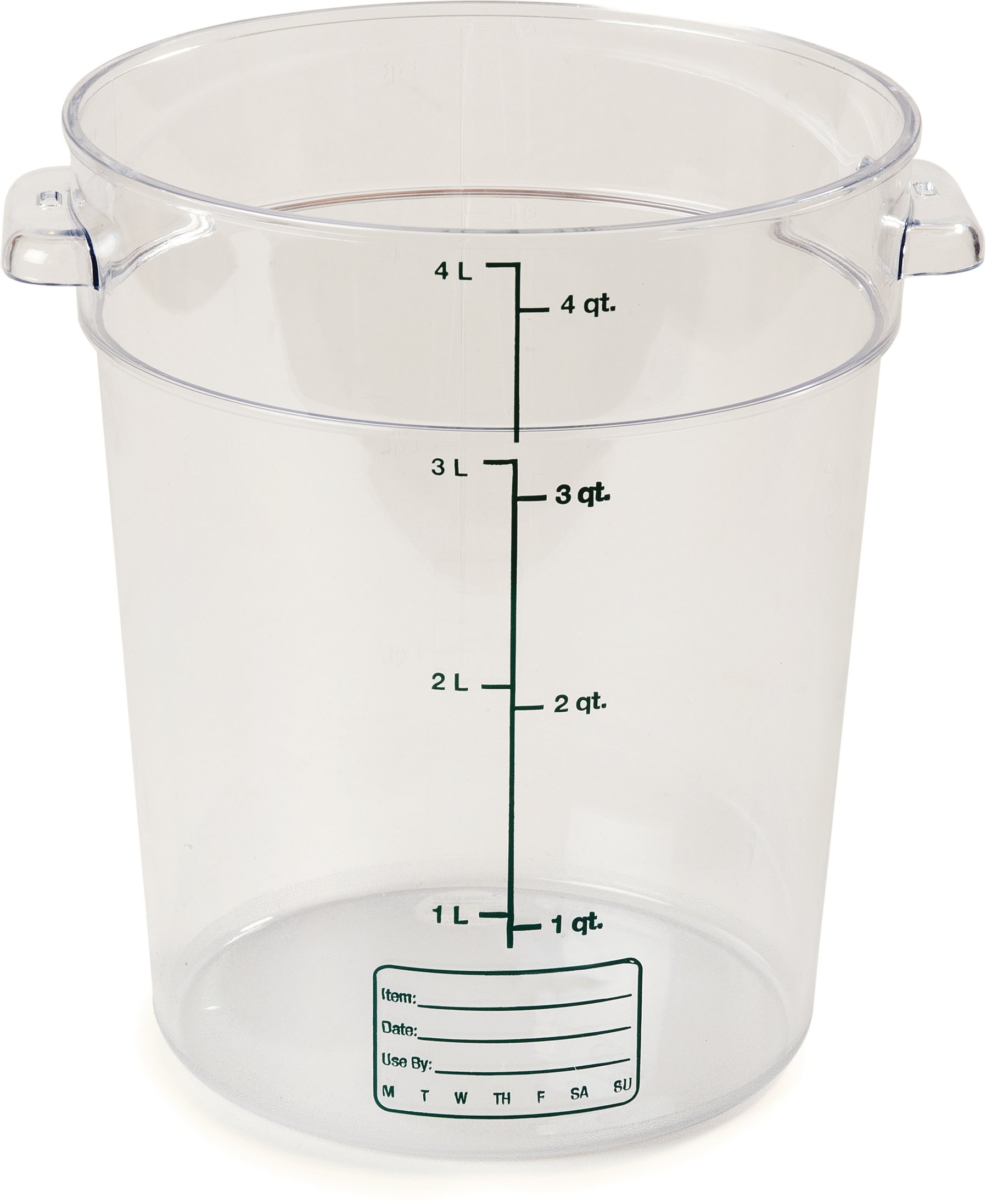 Carlisle FoodService Products Storplus Round Food Storage Container with Stackable Design for Catering, Buffets, Restaurants, Polycarbonate (Pc), 4 Quart, Clear, (Pack of 12)