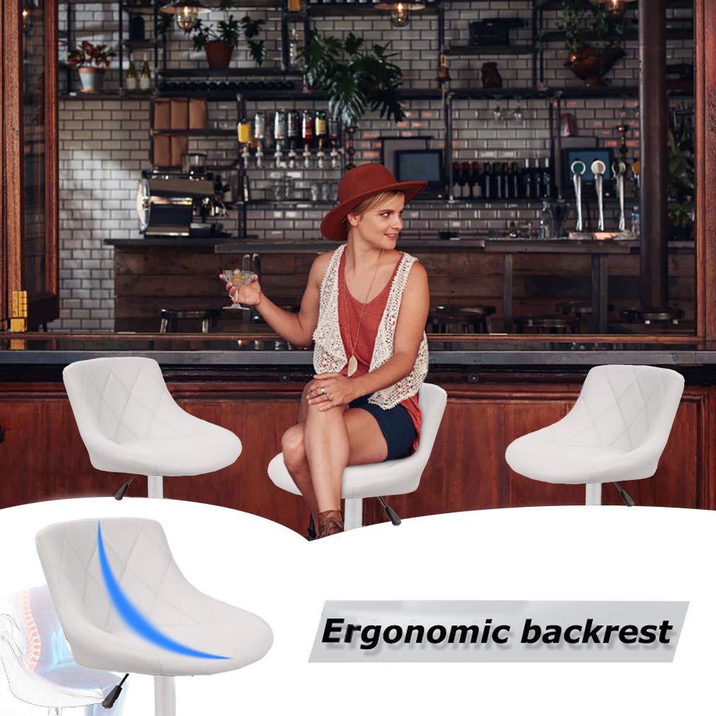 BestOffice Counter Height Bar Stools Set of 2 Swivel Stool Barstools Height Adjustable Bar Chairs with Back PU Leather Swivel Bar Stool Kitchen Counter Stools Dining Chairs